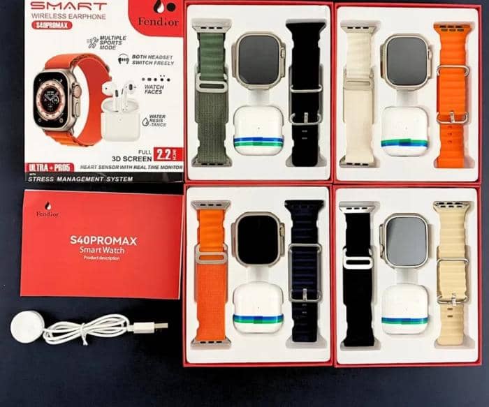 S40 Pro Max Smart Watch 2.2" Dial With Earbud Full Touch Screen Blueto – gzonehaiti